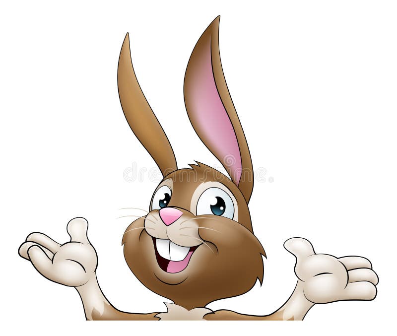 Easter Bunny Rabbit Cartoon Character Peeking Sign Stock Vector ...