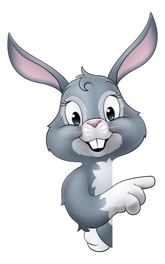 Easter Bunny Rabbit Cartoon Character Peeking Sign Stock Vector ...