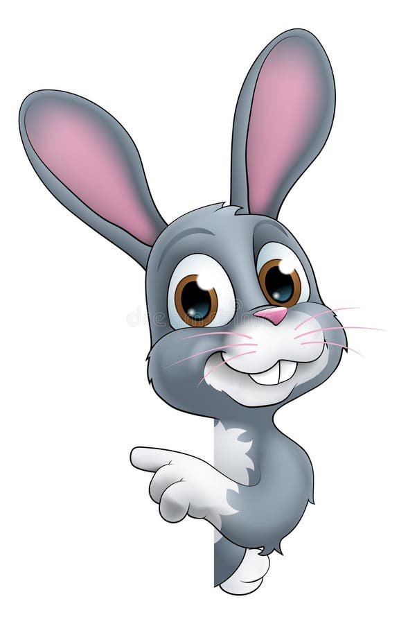 Easter Bunny Rabbit Cartoon Character Peeking Sign Stock Vector ...