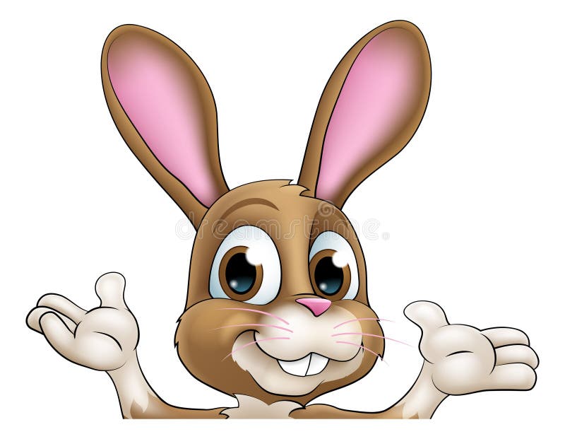 Easter Bunny Rabbit Cartoon Character Peeking Sign Stock Vector ...