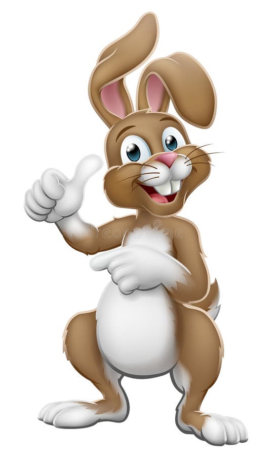 Easter Bunny Rabbit Cartoon Thumbs Up and Pointing Stock Vector ...