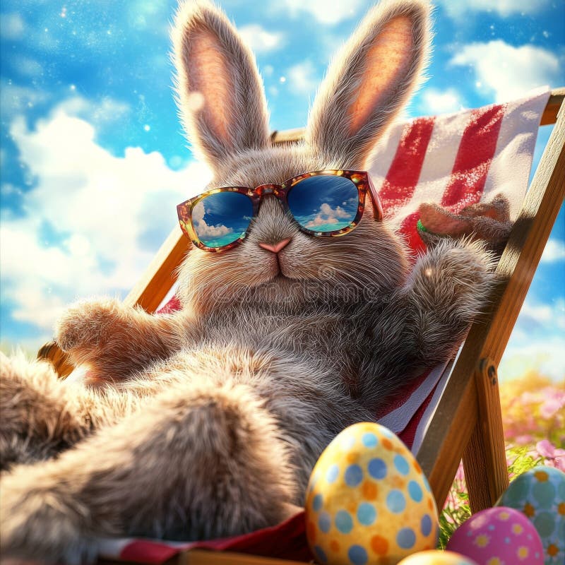 An Easter Bunny or Rabbit Chilling in a Sun Chair, Crafted by Modern ...