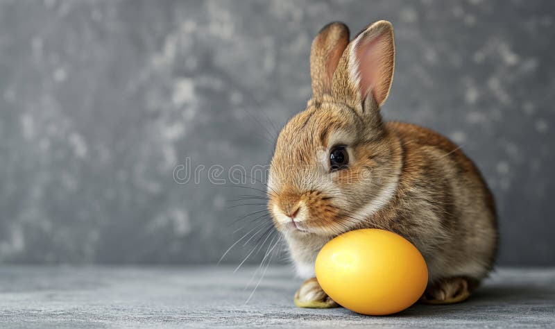 Easter Bunny Rabbit with Egg on Gray Background Stock Illustration ...