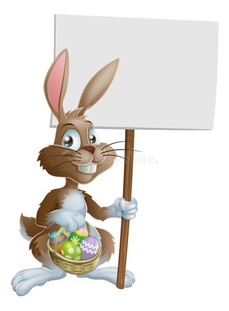 Easter Bunny Rabbit Holding Sign Stock Vector - Illustration of graphic ...