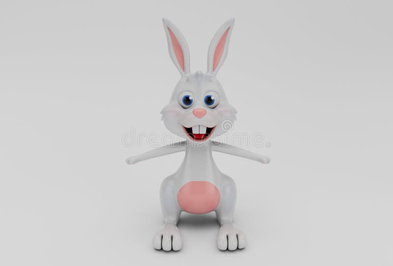 Easter Bunny Rabbit Minimal 3d Rendering on White Background Stock ...