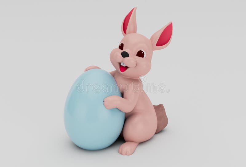 Easter Bunny Rabbit Minimal 3d Rendering on White Background Stock ...