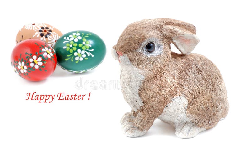Easter Bunny Rabbit with Painted Easter Eggs. Stock Photo - Image of ...