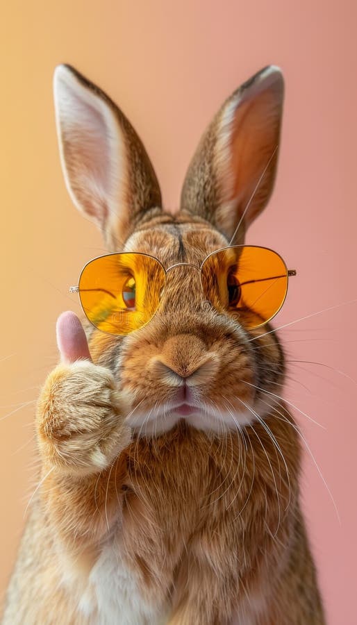 Cool Easter Bunny Rabbit Funny Pet Wearing Sunglasses, Thumbs Up on ...
