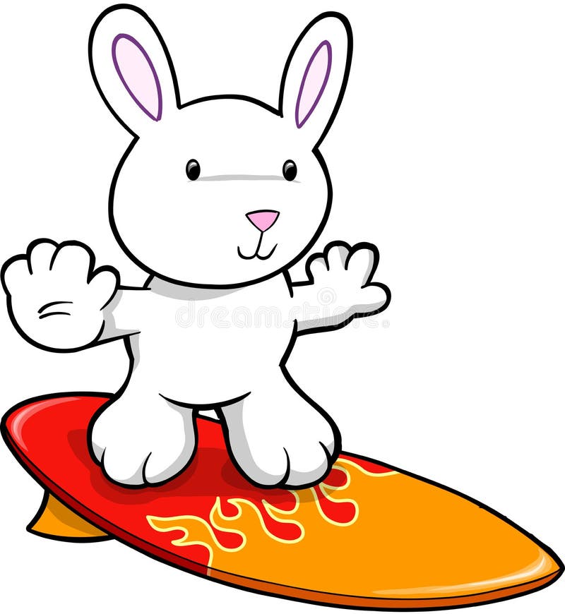 Easter Bunny Rabbit Surfing Stock Vector - Illustration of ears ...