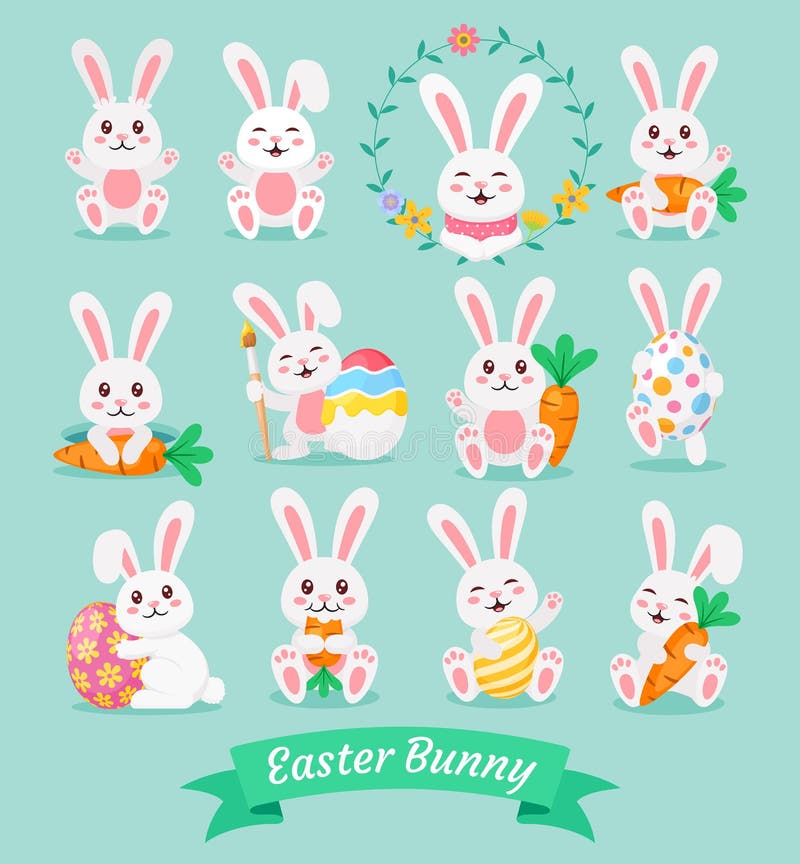 Easter Bunny Rabbit Vector Illustration Stock Vector - Illustration of ...