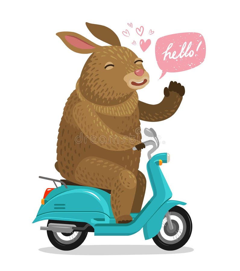 Bunny Riding on Scooter Sketch Engraving Vector Stock Vector ...