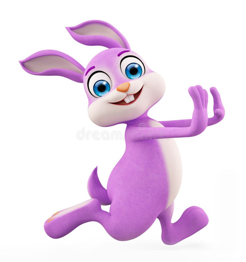 Easter Bunny with Running Pose Stock Illustration - Illustration of ...