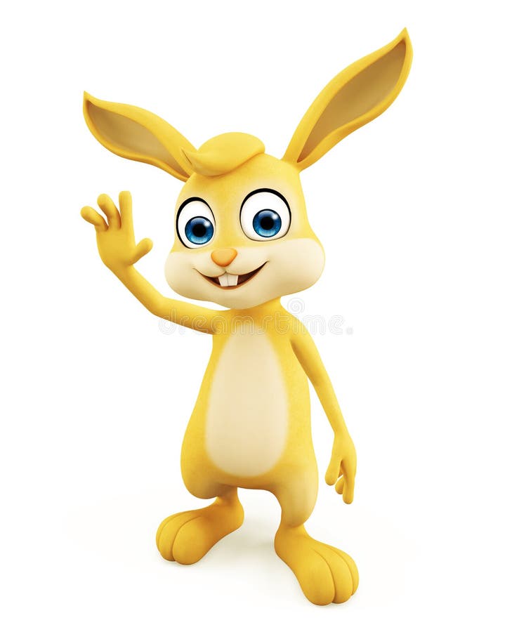 Easter Bunny with Saying Hi Pose Stock Illustration - Illustration of ...