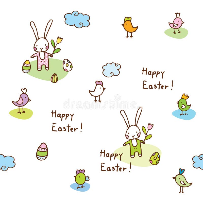 Easter Bunny, Seamless Pattern Stock Vector - Illustration of bunny ...