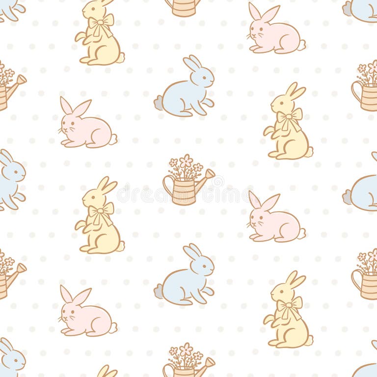 Vector Easter Bunny Seamless Pattern Background Stock Illustration ...