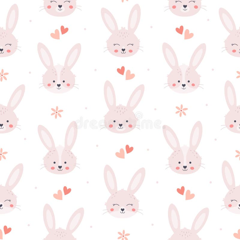 Easter Bunny Seamless Pattern. White Rabbit. Happy Easter. Vector ...