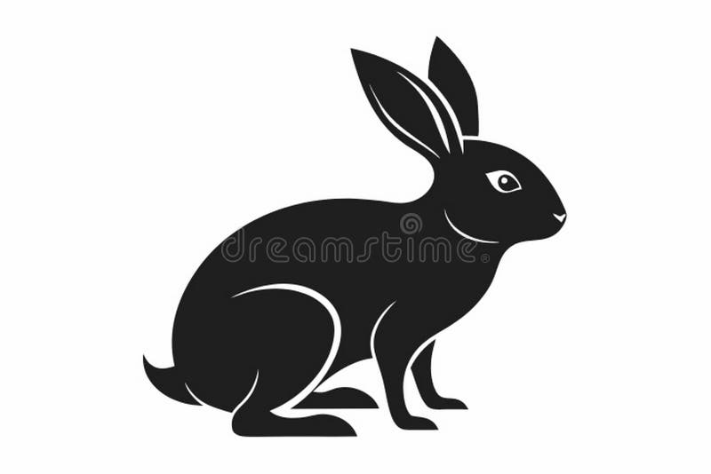 Easter Bunny Silhouette Isolated on White Background. Illustration Icon ...