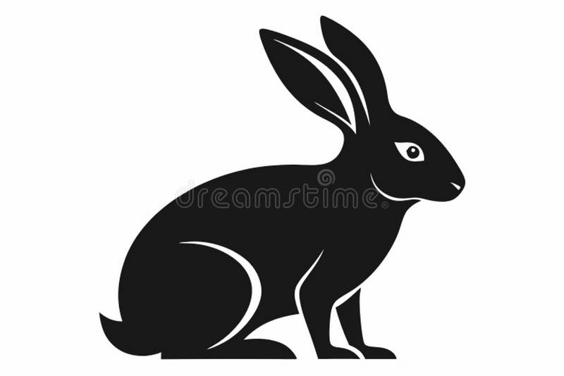 Easter Bunny Silhouette Isolated on White Background. Illustration Icon ...