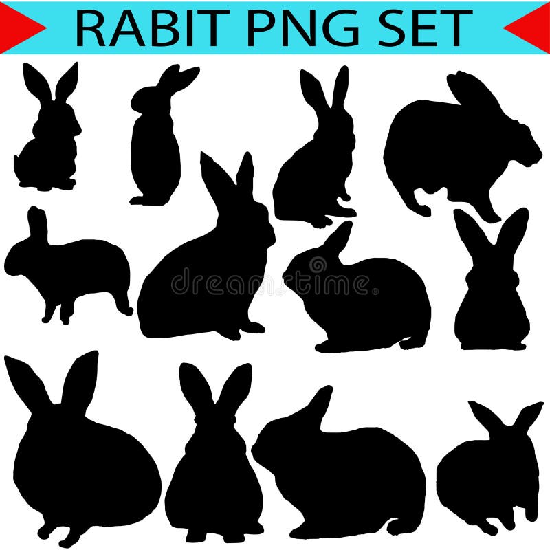 Easter Bunny Silhouettes, Rabbit Clip Art Set, Isolated Decorative ...
