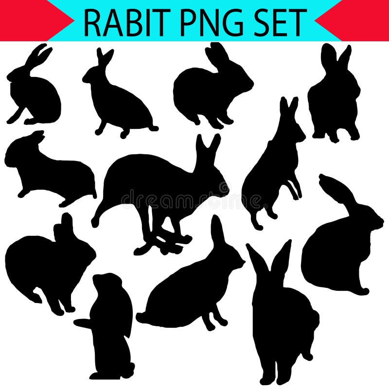 Easter Bunny Silhouettes, Rabbit Clip Art Set, Isolated Decorative ...