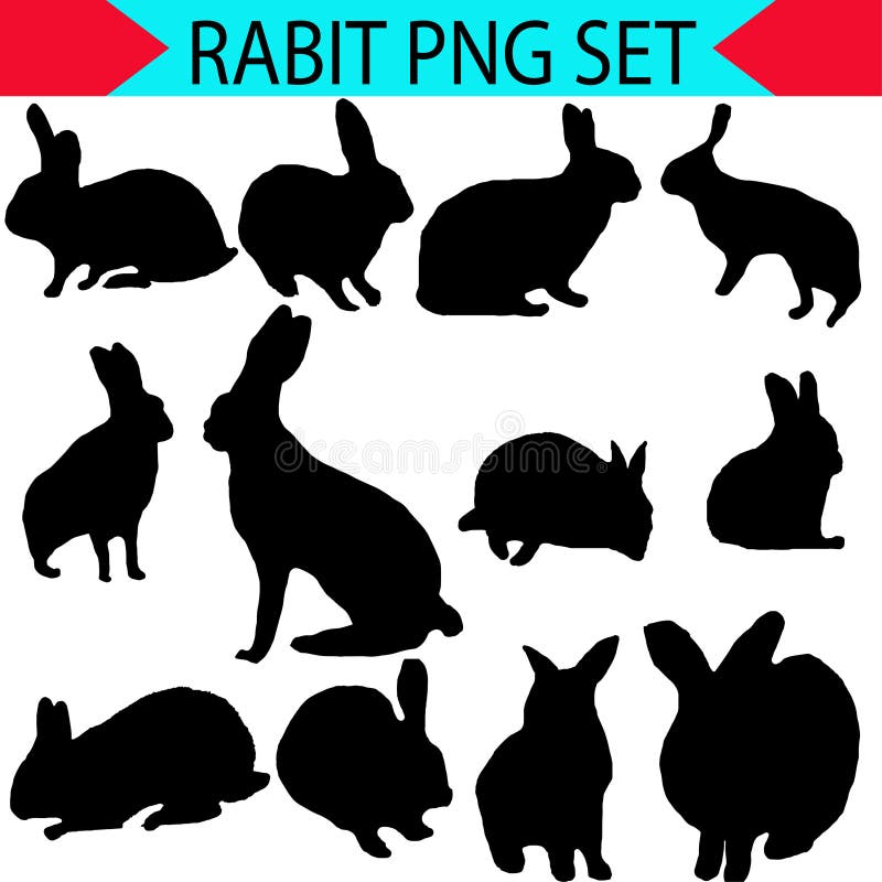 Easter Bunny Silhouettes, Rabbit Clip Art Set, Isolated Decorative ...