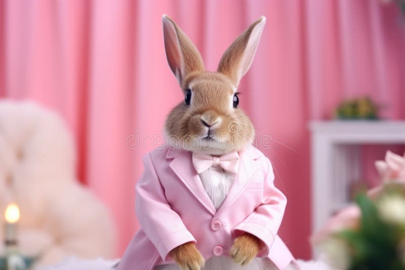 Easter Bunny in a Suit among Pastel Easter Eggs Stock Image - Image of ...