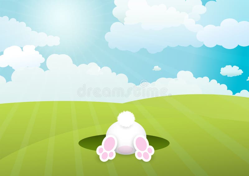 Easter Bunny Ears Hidden in Grass Stock Vector - Illustration of bunny ...