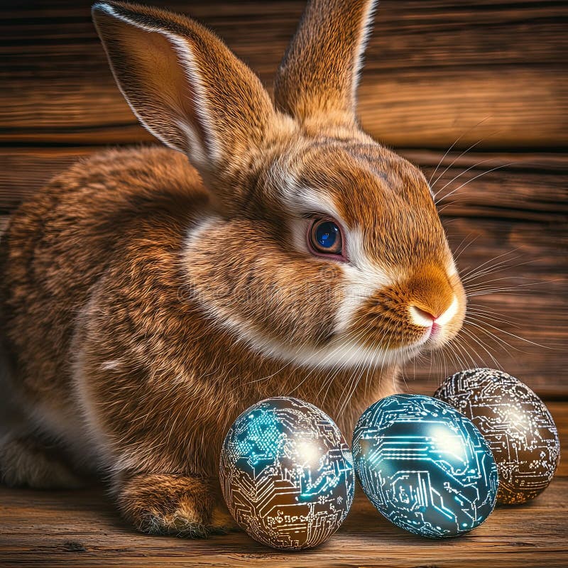 Easter Bunny with Tech Eggs Stock Image - Image of spring, bunny: 353472243