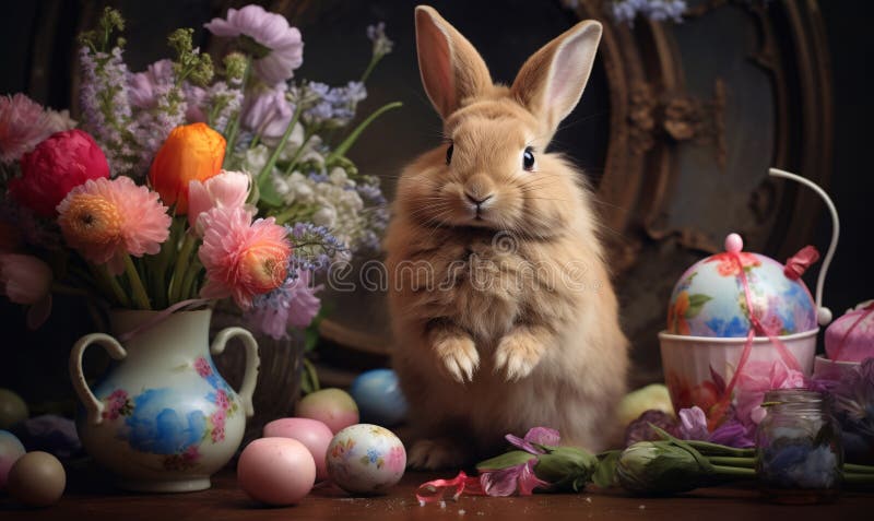 The Easter Bunny Together with the Painted Eggs is Waiting for the ...