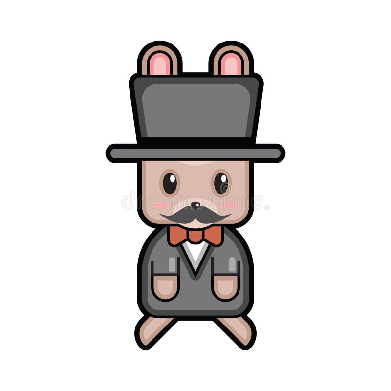 Easter Bunny with Top Hat. Vector Illustration Decorative Design Stock ...