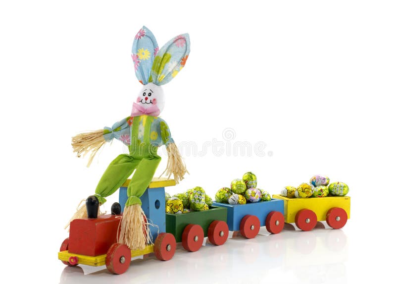 Easter Bunny with Toy Train Stock Image - Image of eggs, locomotive ...