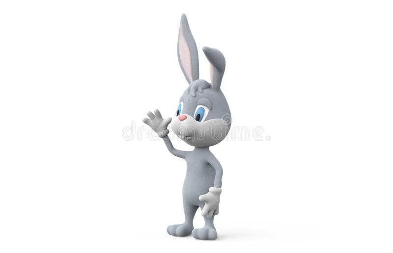 Easter Bunny Waving Isolated on White Background Stock Illustration ...