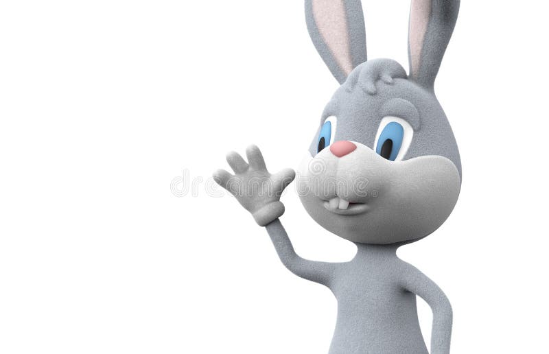 Easter Bunny Waving Isolated on White Background Stock Illustration ...