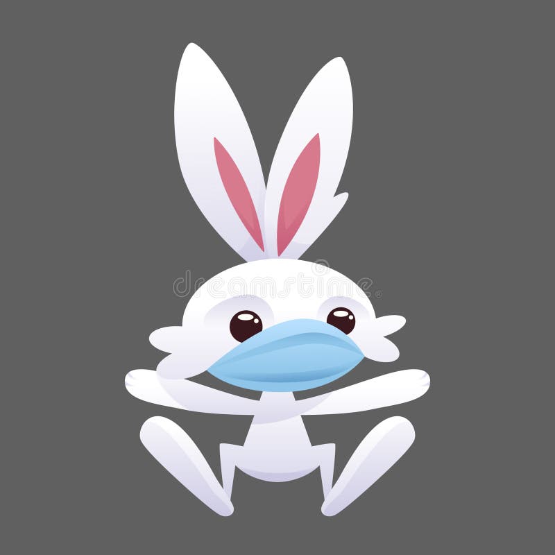 Easter Bunny Wearing a Face Mask, Jumping, Vector Image Stock Vector ...