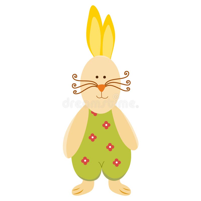 Easter Bunny is Wearing a Jumpsuit. Easter Fat Bunny with a Mustache ...
