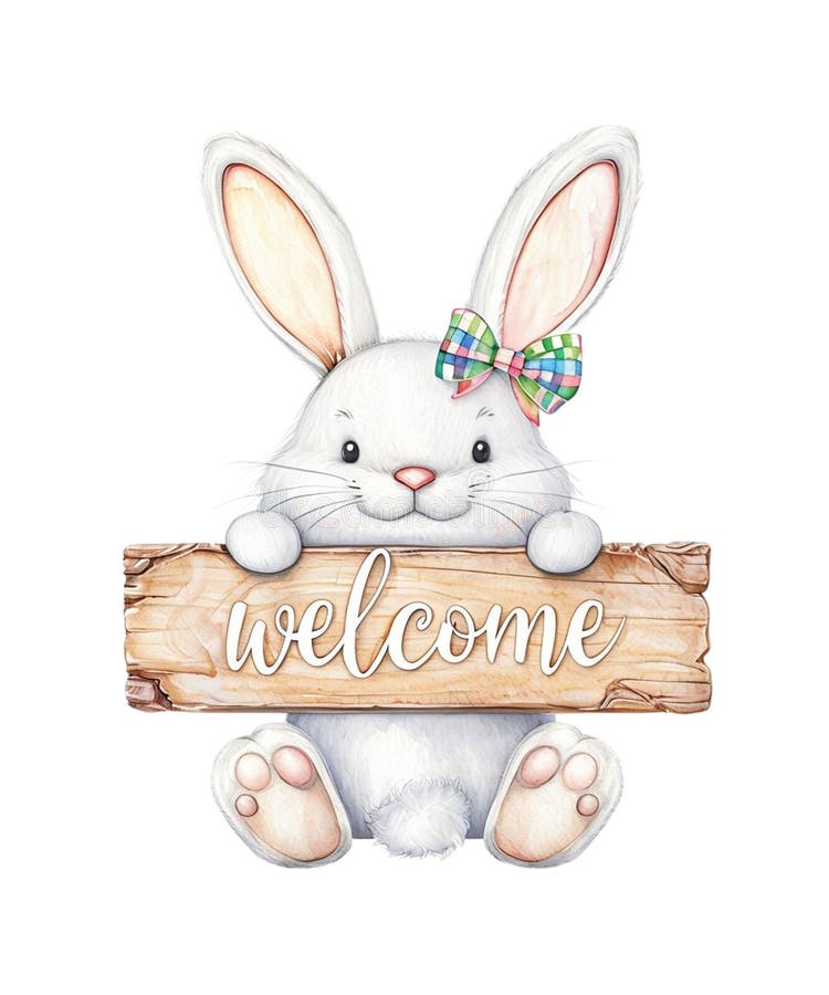 Easter Bunny Welcome Sign Sublimation Stock Illustration - Illustration ...