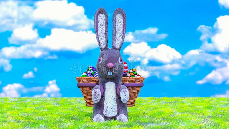 An Easter Bunny at Work 3d Rendering Stock Illustration - Illustration ...