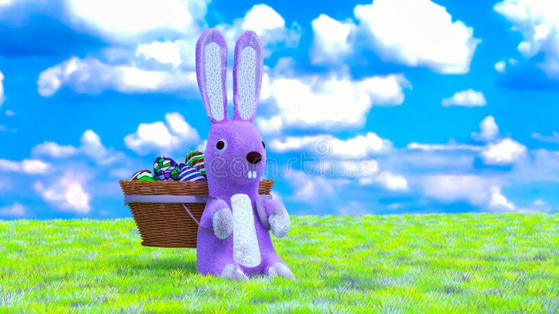 An Easter Bunny at Work 3d Rendering Stock Illustration - Illustration ...