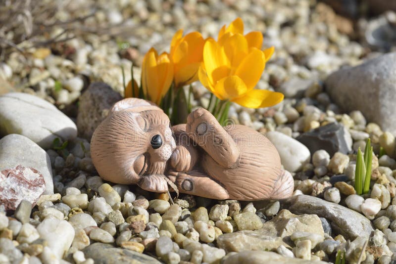 Easter bunny meets Snowman stock photo. Image of snow - 85634748