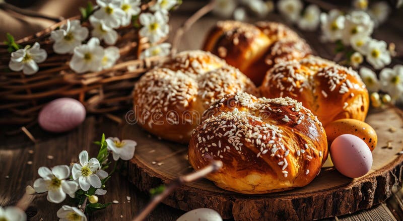 Easter Buns with Easter Eggs, Buns and Cookies Stock Image - Image of ...