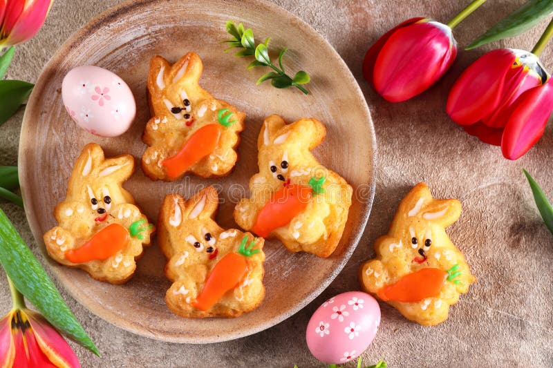 Easter Buns in the Shape of a Rabbit Stock Photo - Image of restaurant ...