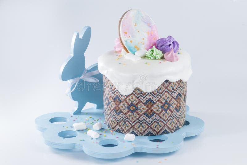 Easter Cake on Background Rabbit Stock Photo - Image of decorative ...