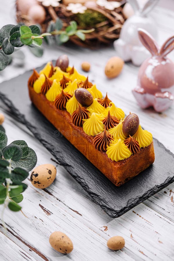 Easter Cake with Chocolate and Vanilla Cream Stock Image - Image of ...
