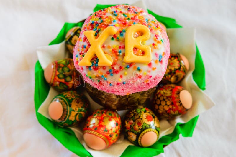 Easter Cake and Easter Eggs Stock Image - Image of postal, frosting ...