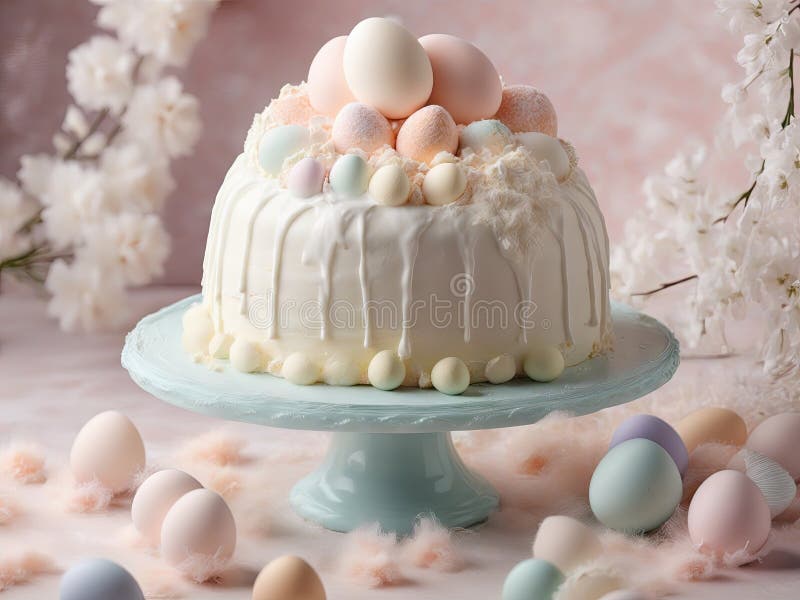 Easter Cake, Easter Eggs, Decorating. Easter Abstract Blurred ...