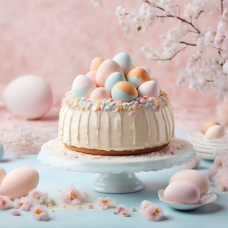 Easter Cake, Easter Eggs, Decorating. Easter Abstract Blurred ...