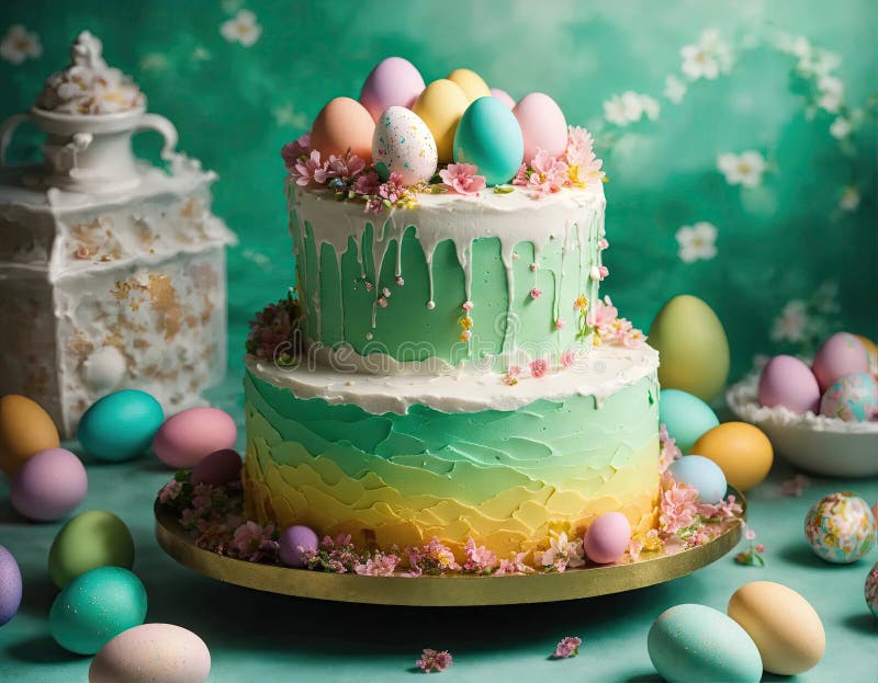 Easter Cake, Easter Eggs, Decorating. Easter Abstract Blurred ...