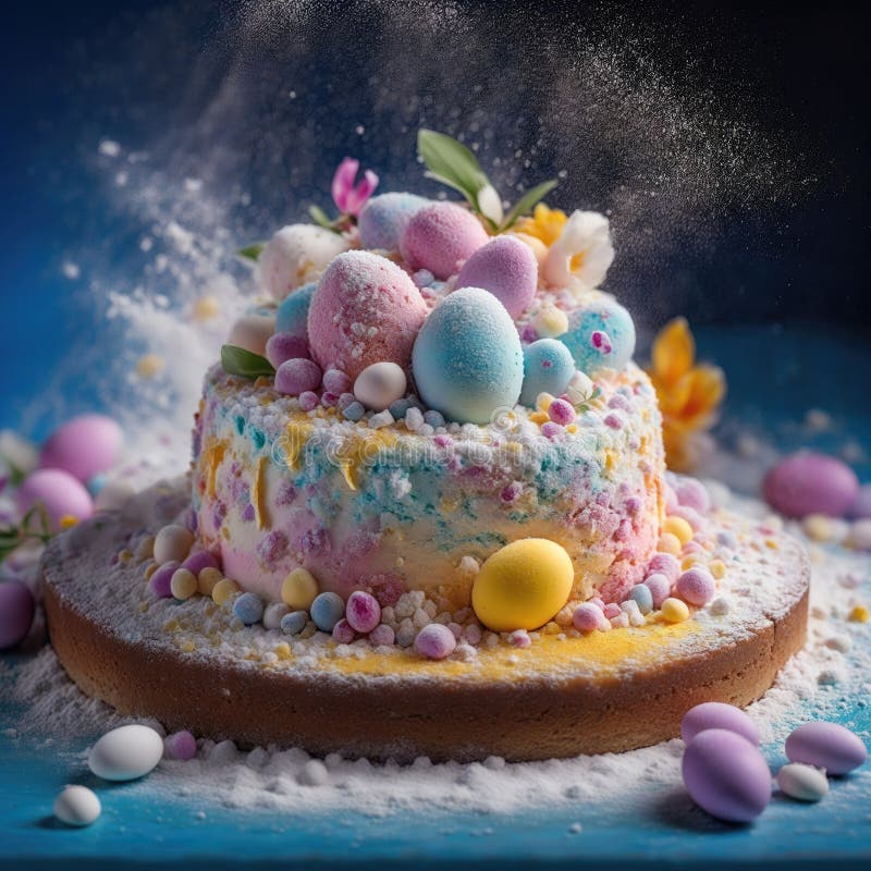 Easter Cake, Easter Eggs, Decorating. Easter Abstract Blurred ...