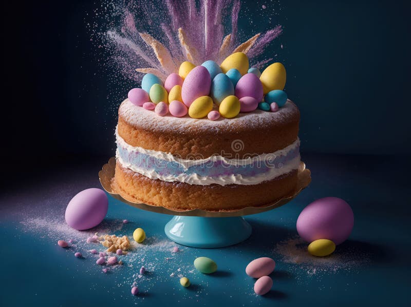 Easter Cake, Easter Eggs, Decorating. Easter Abstract Blurred ...