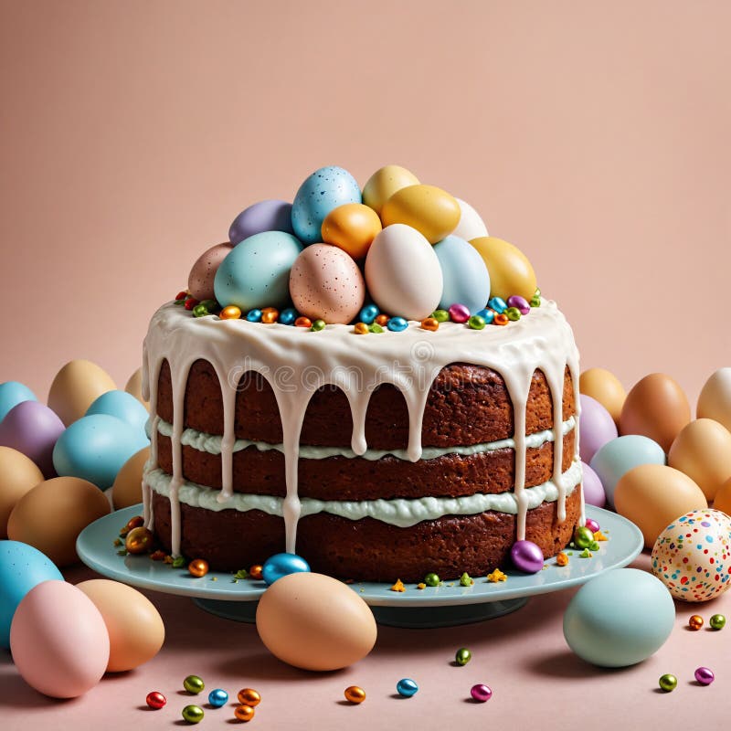 Easter Cake, Easter Eggs, Decorating. Easter Abstract Blurred ...